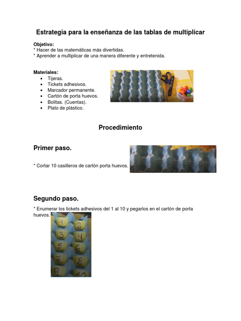 Estrategia para La Enseñanza de Las Tablas de Multiplicar | PDF