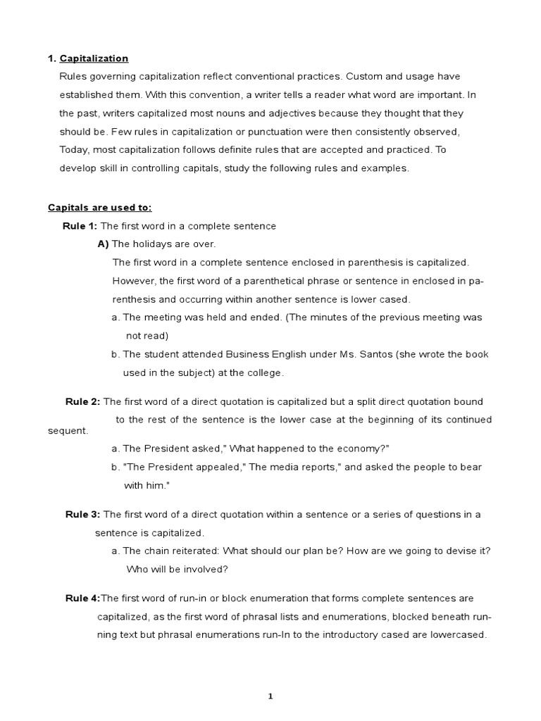 Capitalization Rules Guide | PDF | Bracket | Comma
