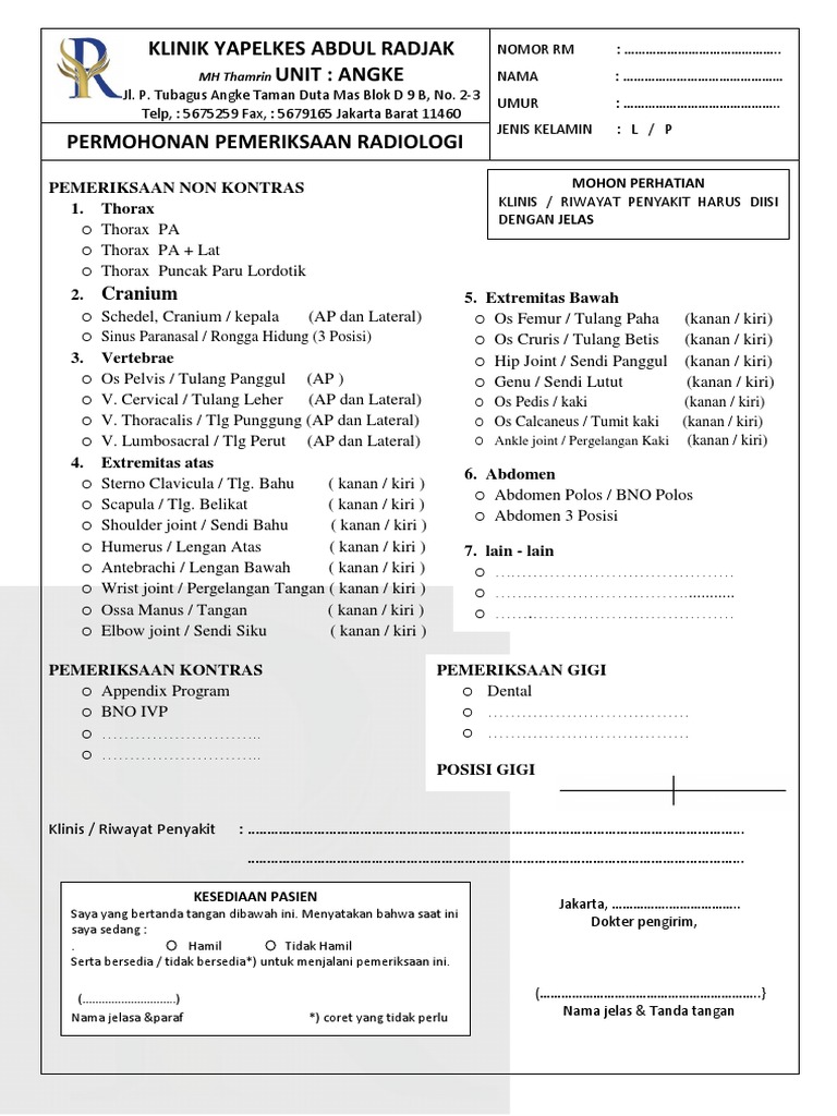 FORM PERMINTAAN RONGSEN Aa | PDF