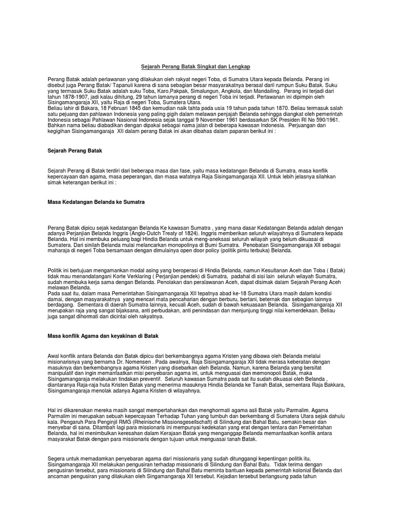 Sejarah Perang Batak 1878-1907 | PDF | Perjalanan | Sejarah