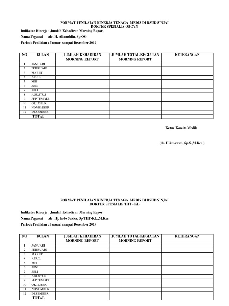 Format Penilaian Kinerja Tenaga Medis Di Rsud Sinjai | PDF | Pengembangan Diri