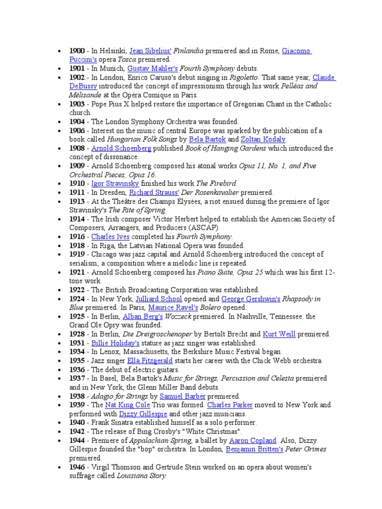 European Timeline | PDF | Jazz | Opera