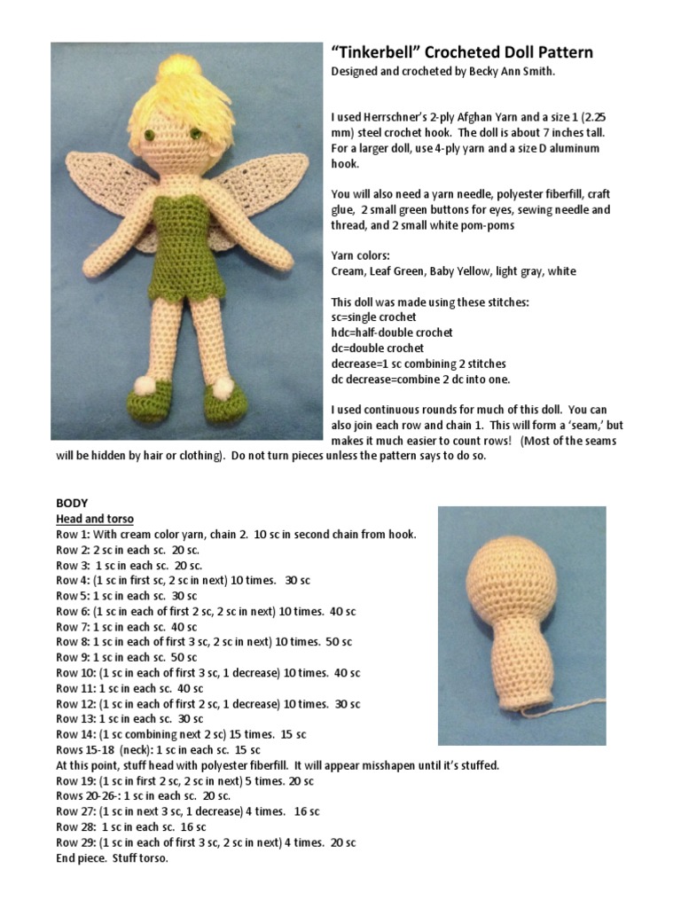 Tinkerbell Crochet Pattern | PDF | Crochet | Surgical Suture