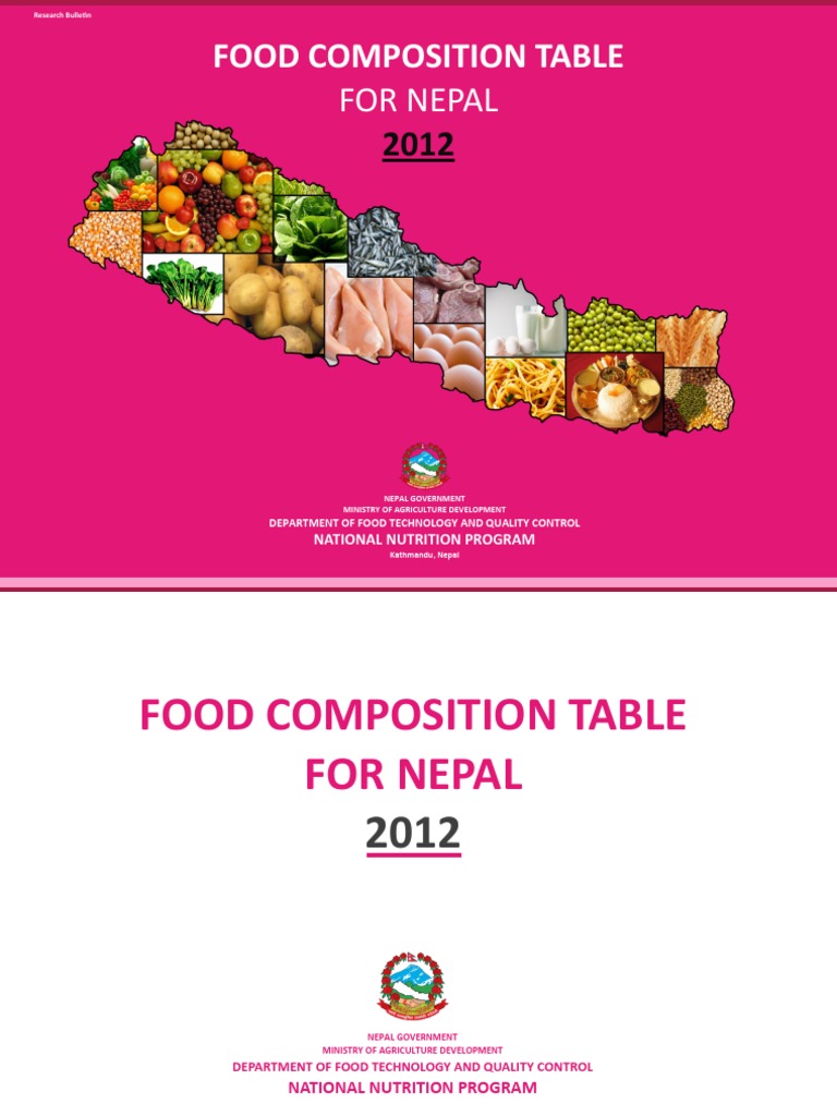 Nepal Food Composition Table 2012 PDF | PDF | Nutrition | Diet & Nutrition
