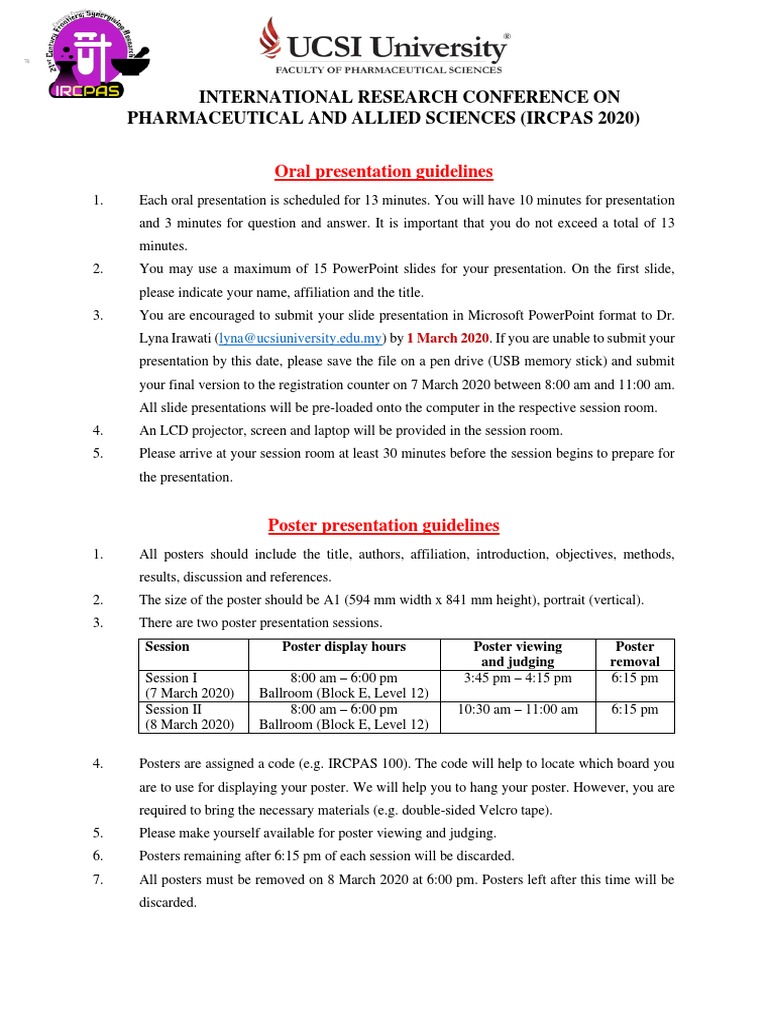 Oral and Poster Presentation Guidelines | PDF | Microsoft Power Point ...