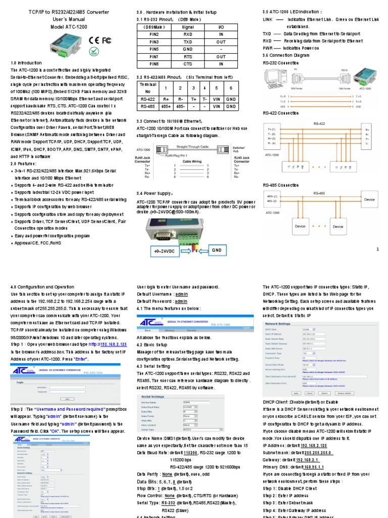 ATC-1200 User's Manual V1.0 | PDF | Port (Computer Networking ...