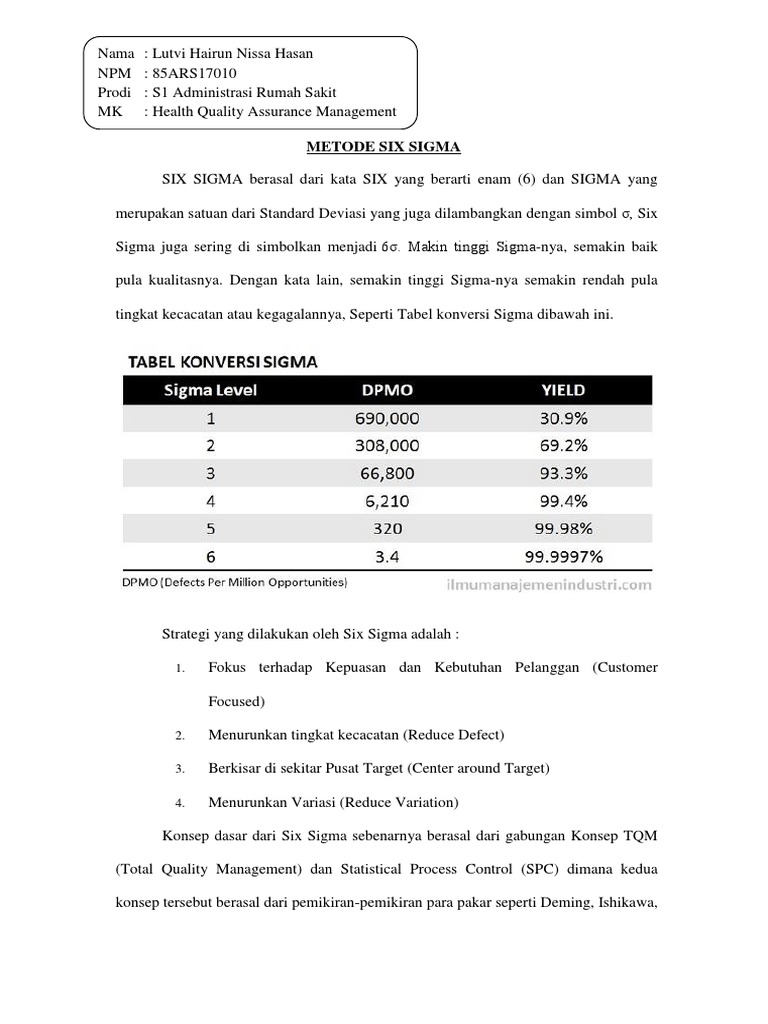Langkah Metode Six Sigma | PDF