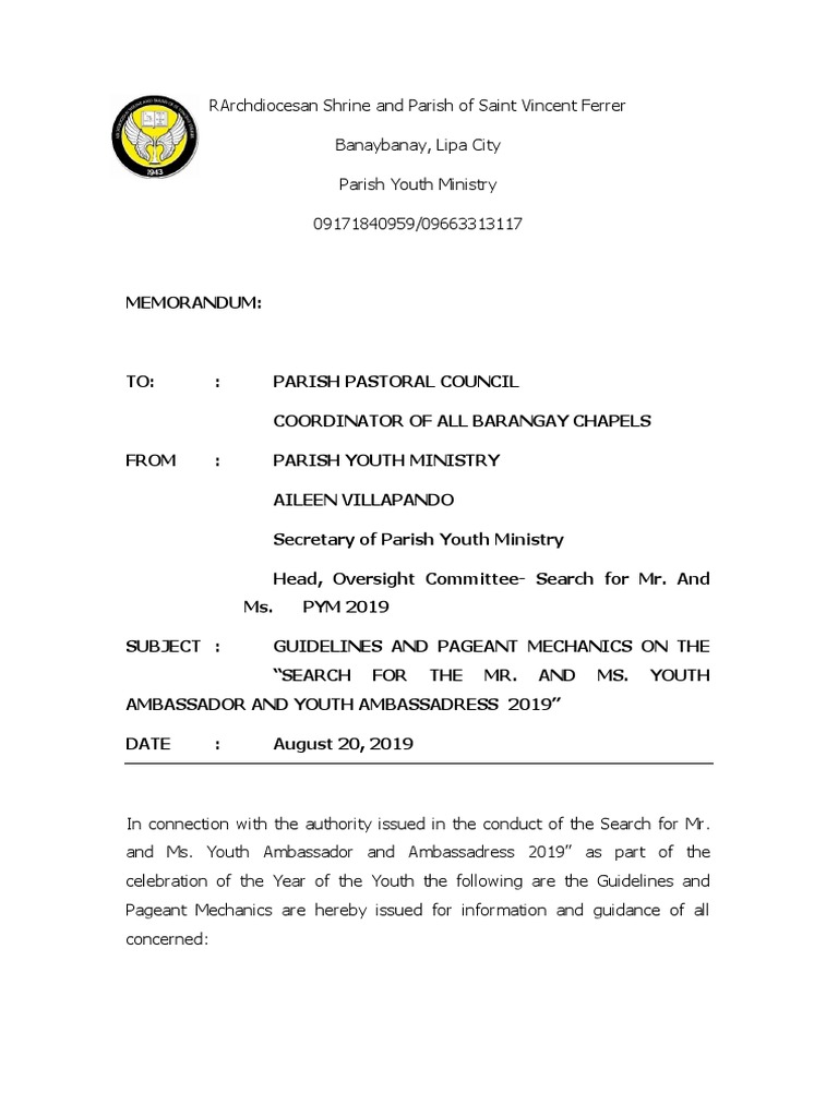 Guidelines and Pageant Mechanics | PDF | Sports & Recreation | Social ...