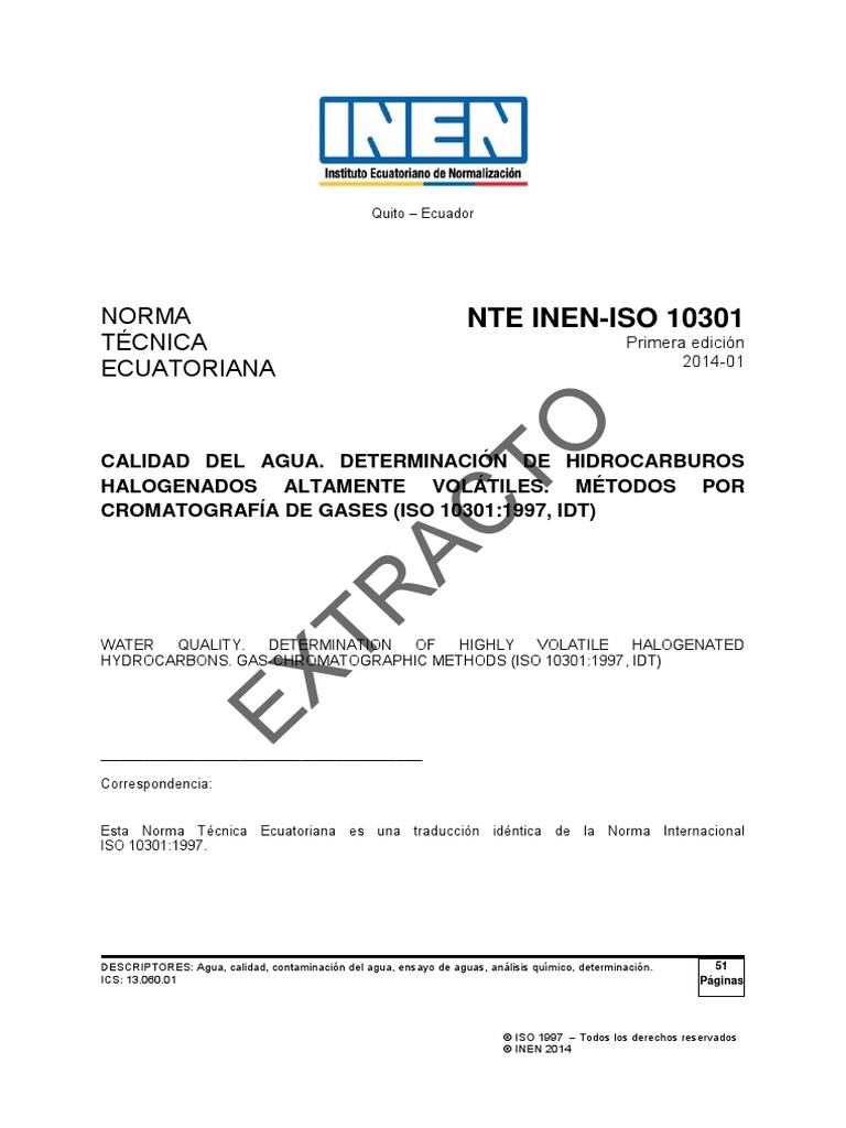 Nte Inen Iso 10301 | PDF | Hidrocarburos | Organización internacional para la estandarización