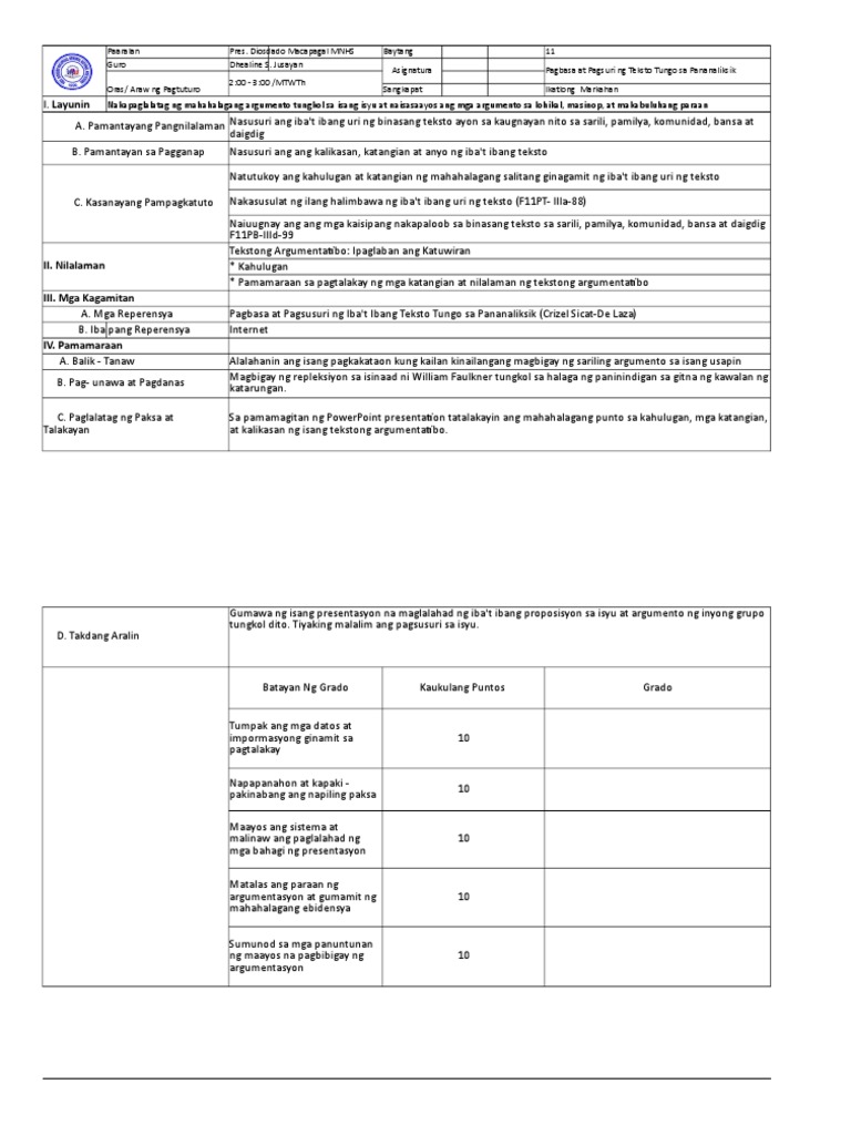 DLL Pagbasa at Pagsuri | PDF