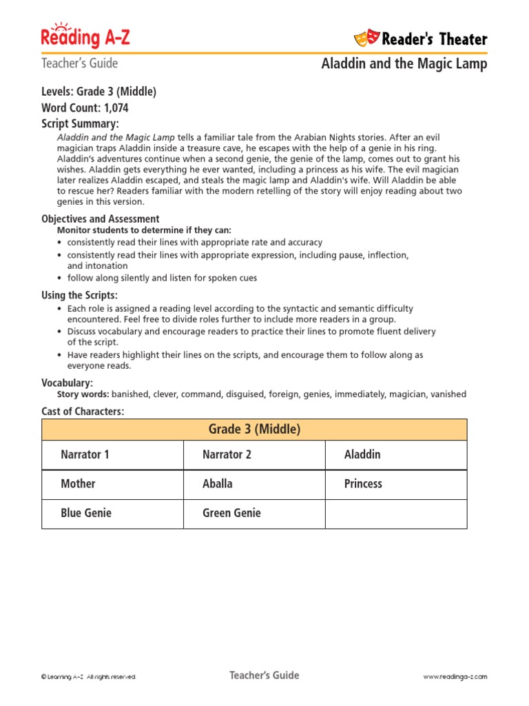 RT Aladdin and The Magic Lamp PDF | PDF | Home & Garden | Poetry