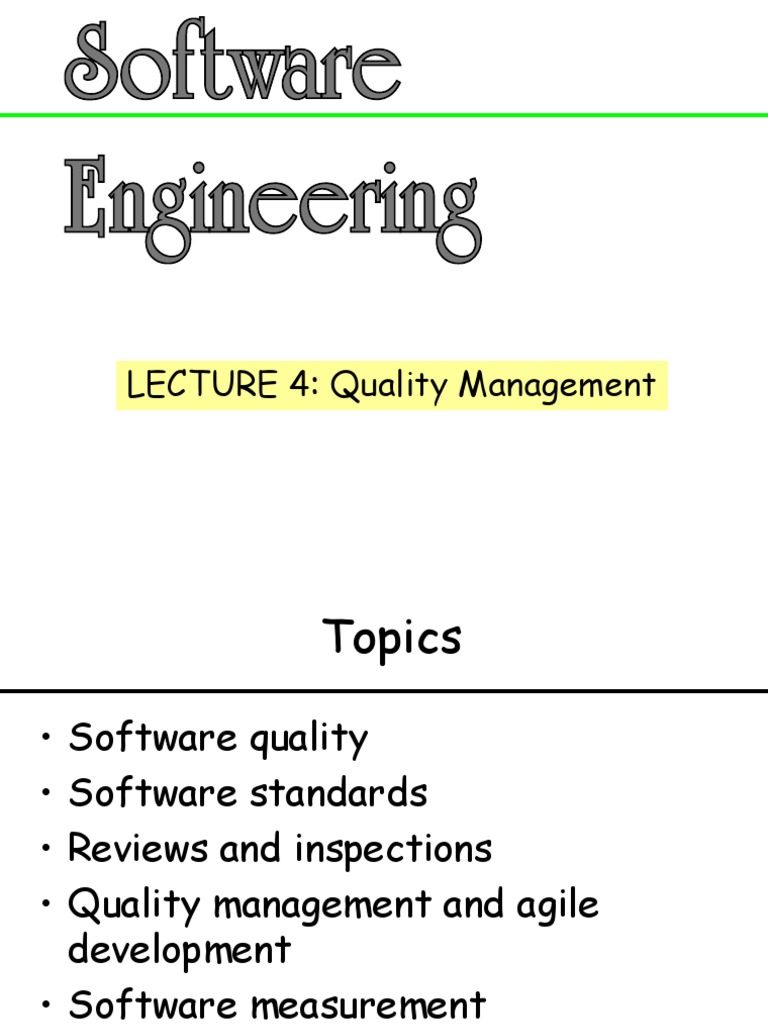 Lecture 4 - Software Quality Management PDF | PDF | Iso 9000 | Agile ...