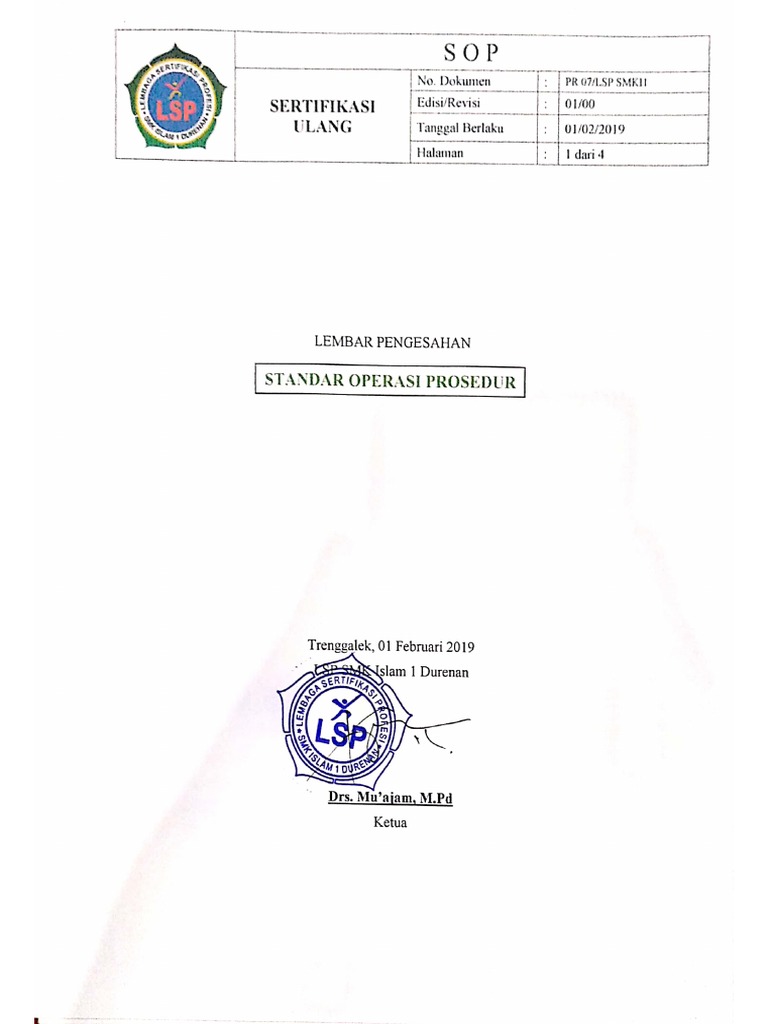 12.3. SOP Sertifikasi Ulang | PDF
