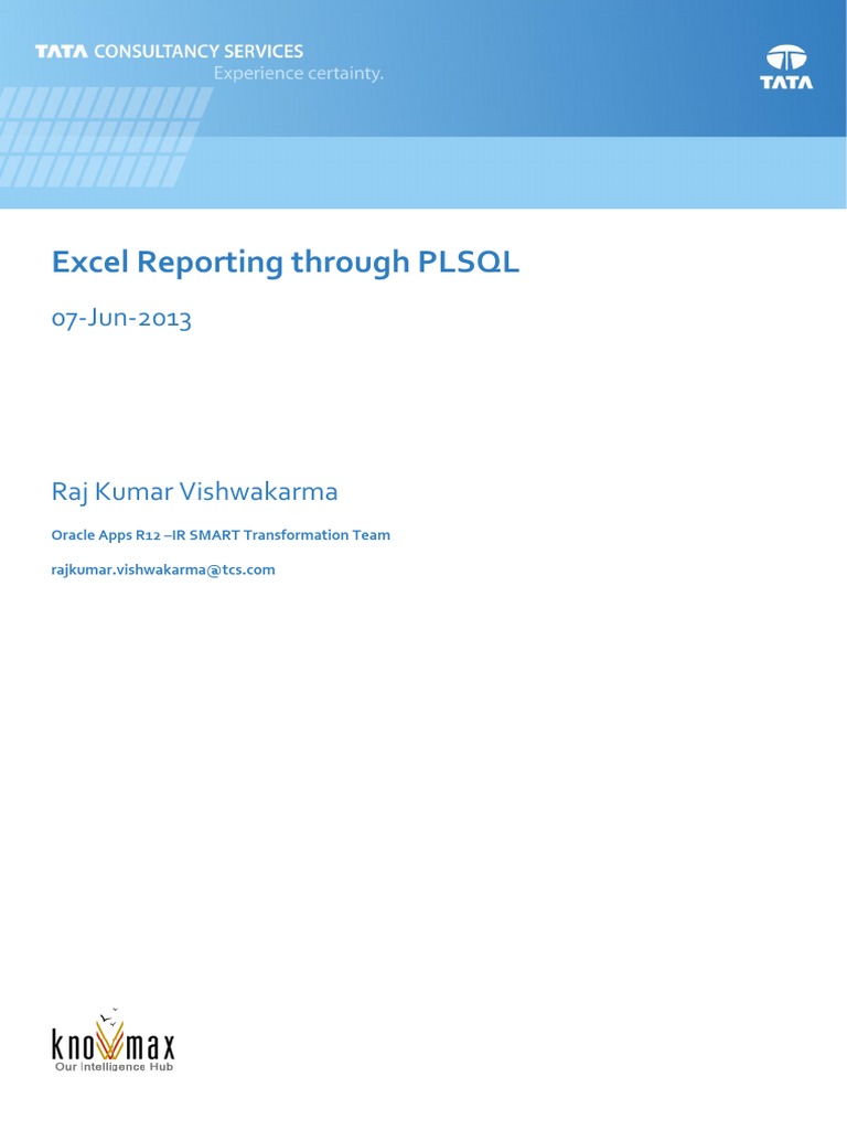 Excel Report Through PLSQL PDF Microsoft Excel Spreadsheet