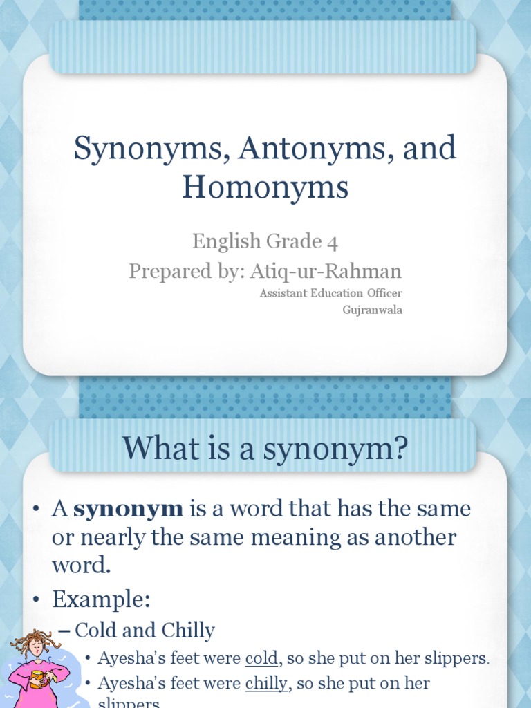 Synonyms, Antonyms, Homonyms Powerpoint | PDF | Linguistics | Onomastics