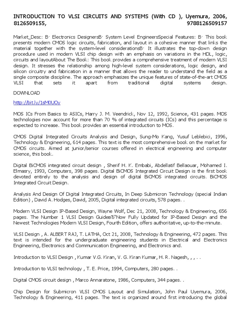 Introduction To Vlsi Circuits and Systems With CD | PDF | Integrated ...