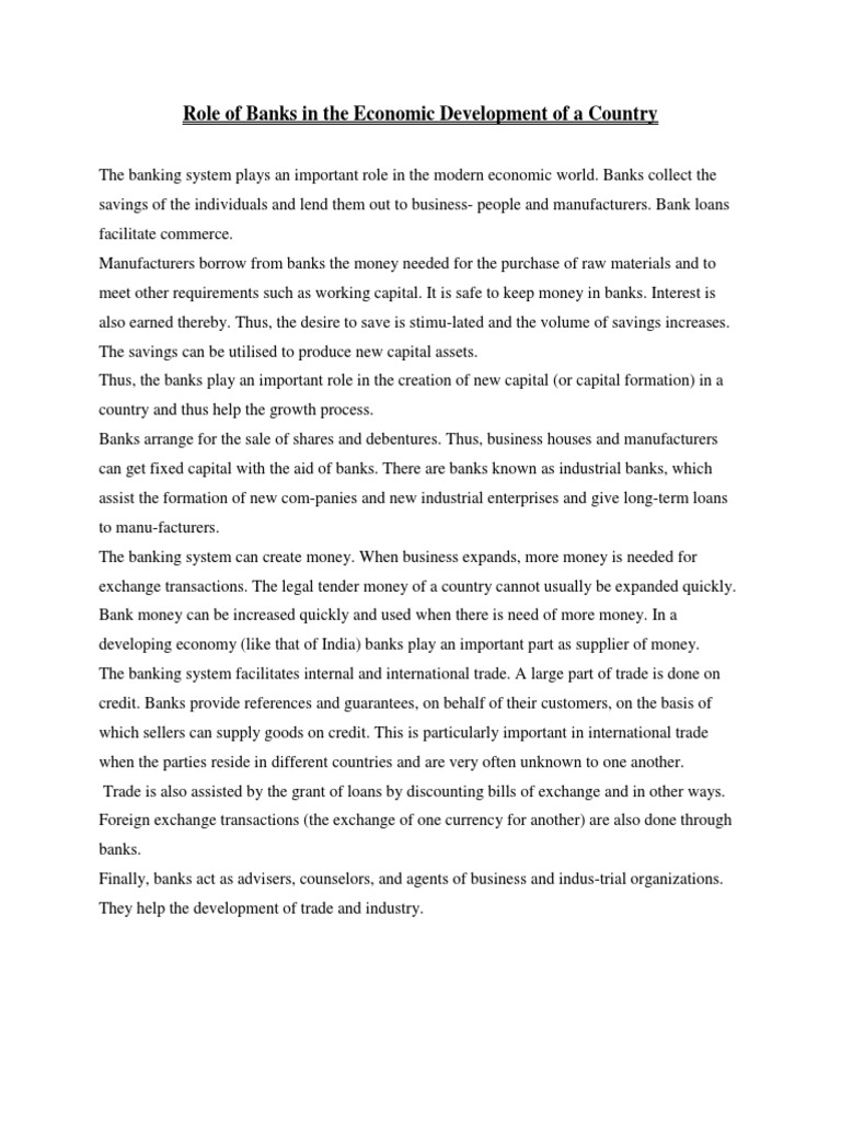 Banks' Impact on Economic Development | PDF | Banks | Money