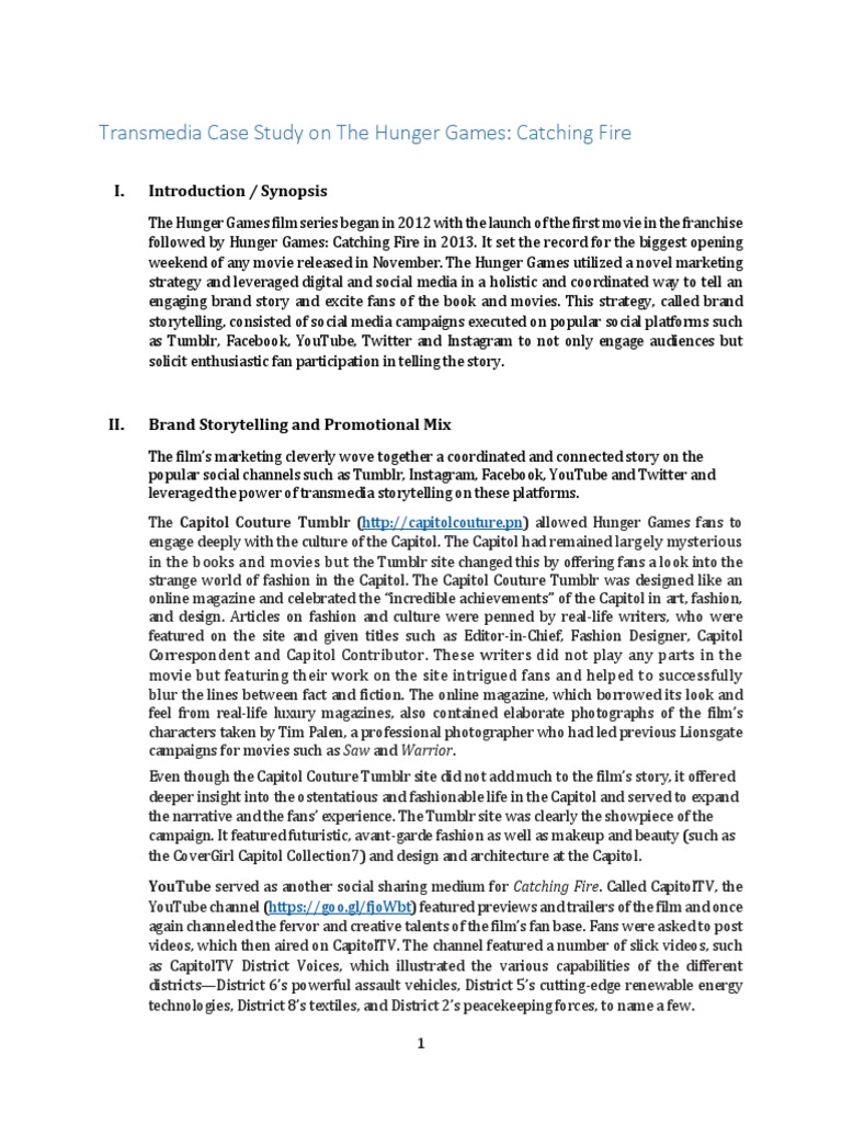 Final Hunger Games Case Study and Written Assignment | PDF | Social ...
