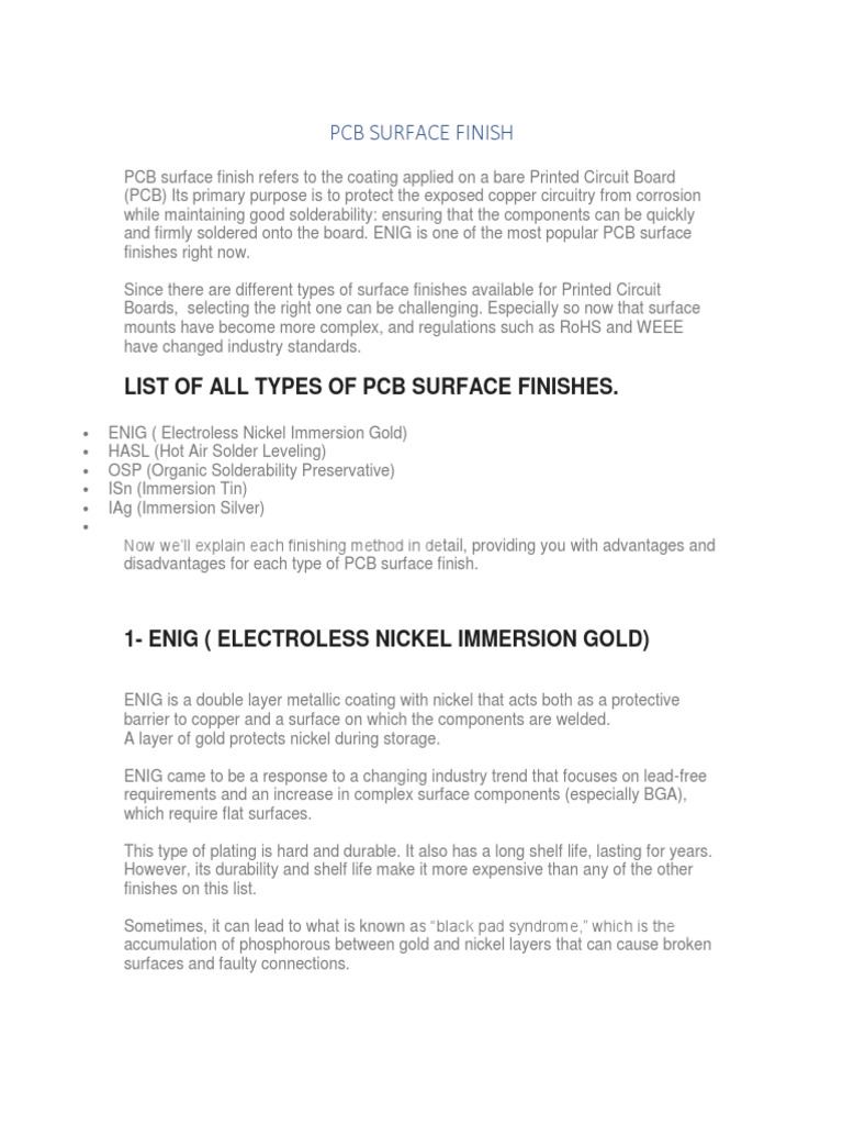 PCB Surface Finish | PDF | Printed Circuit Board | Soldering
