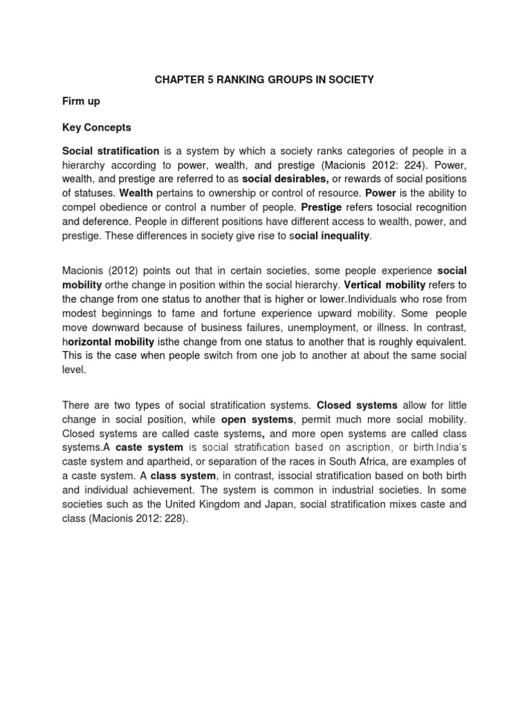 Chapter 5 Ranking Groups in Society | PDF