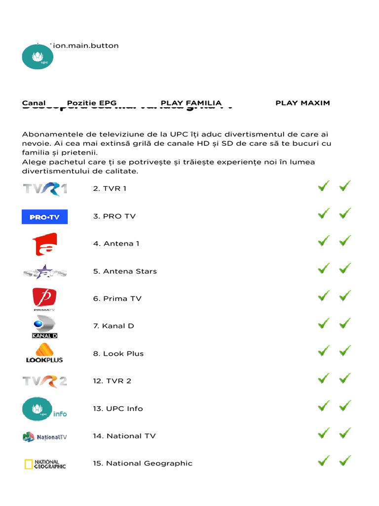 Grila UPC TV | PDF