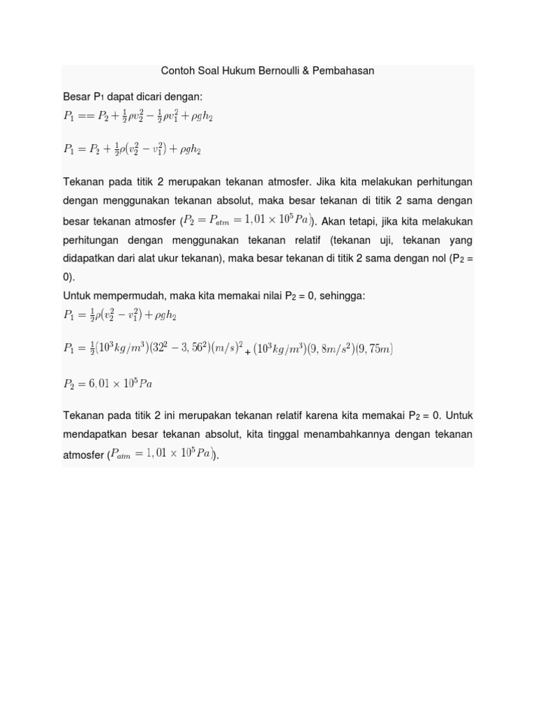 Contoh Soal Hukum Bernoulli - 3 | PDF
