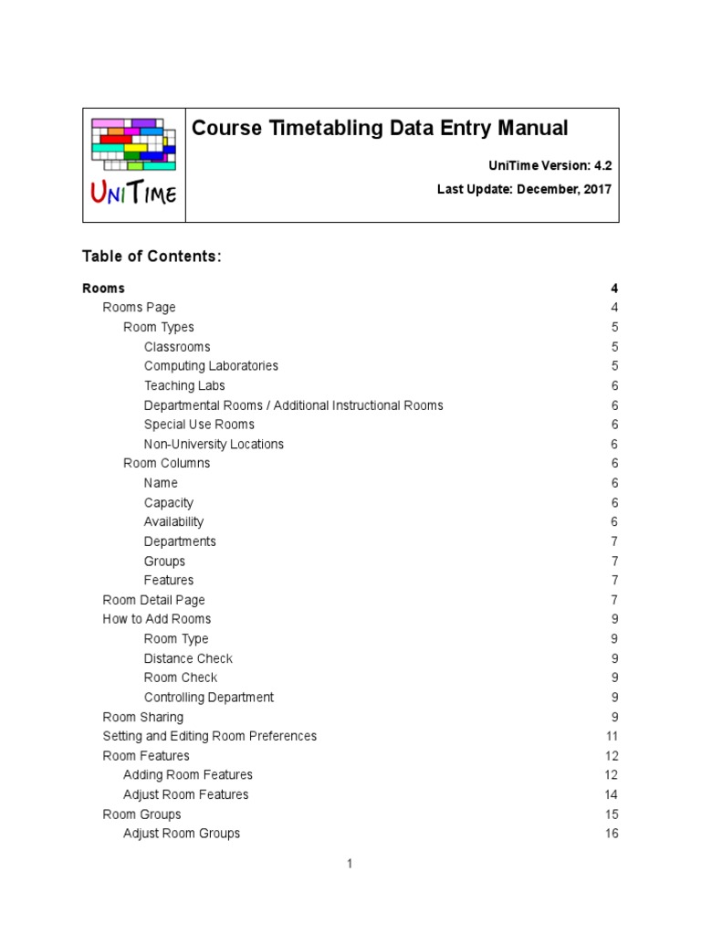 UniTime Course Timetabling | PDF