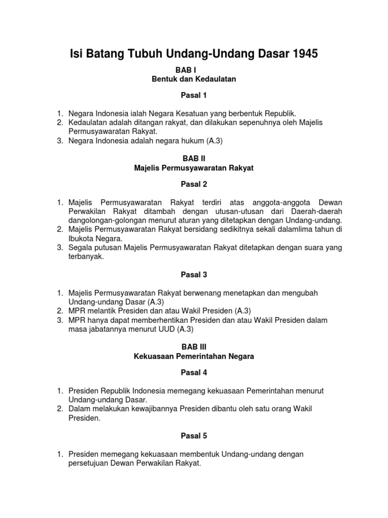 Isi Batang Tubuh Undang | PDF