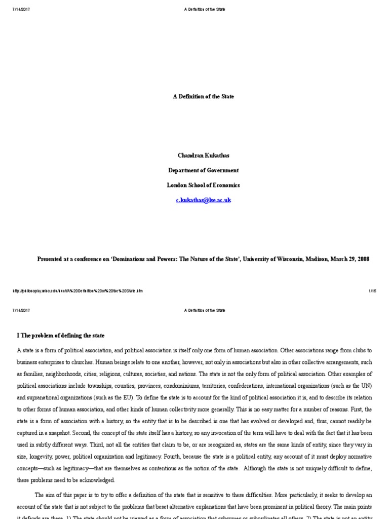 A Definition of The State | PDF