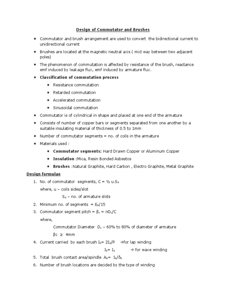 Commutator and Brush Design Essentials | PDF