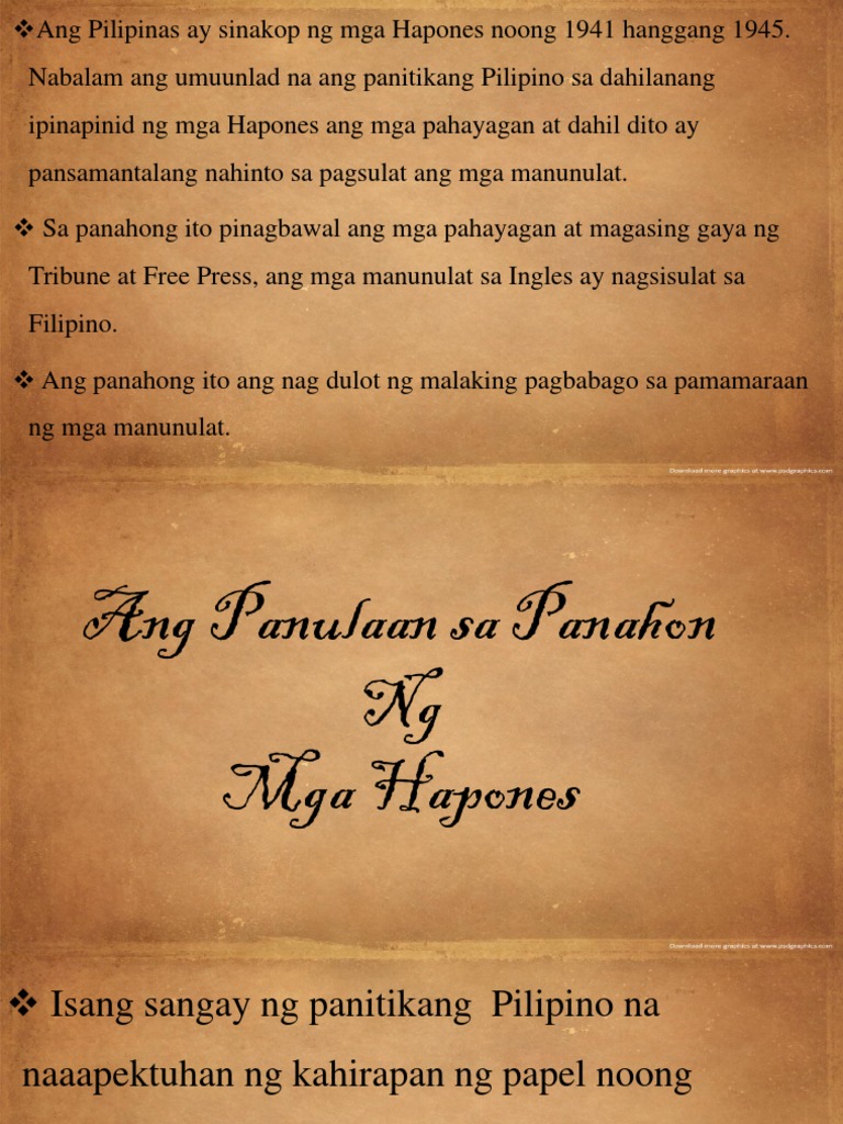 Panulaan Sa Panahon NG Hapon | PDF
