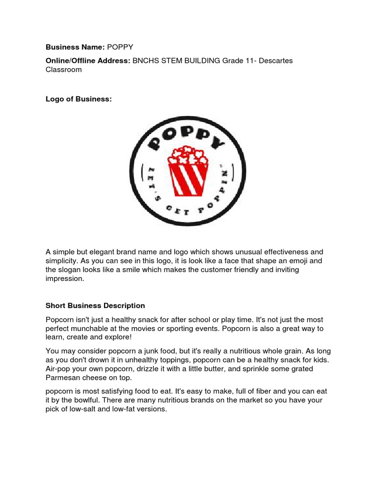 Poppy - Business Plan | PDF