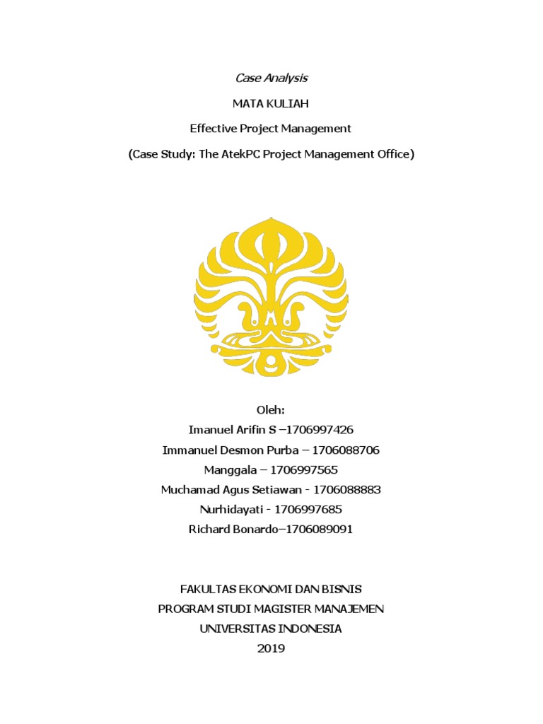 Case Analysis - The AtekPC Project Management Office | PDF