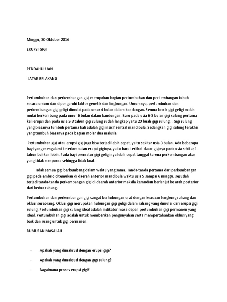 Erupsi Gigi | PDF