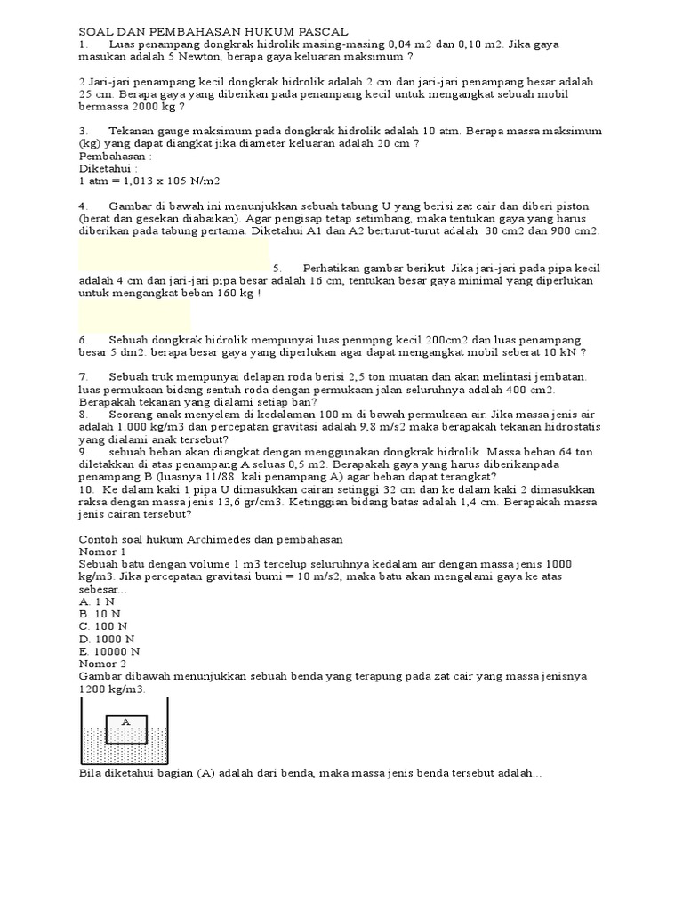 Contoh Soal Hukum Pascal SMP | PDF