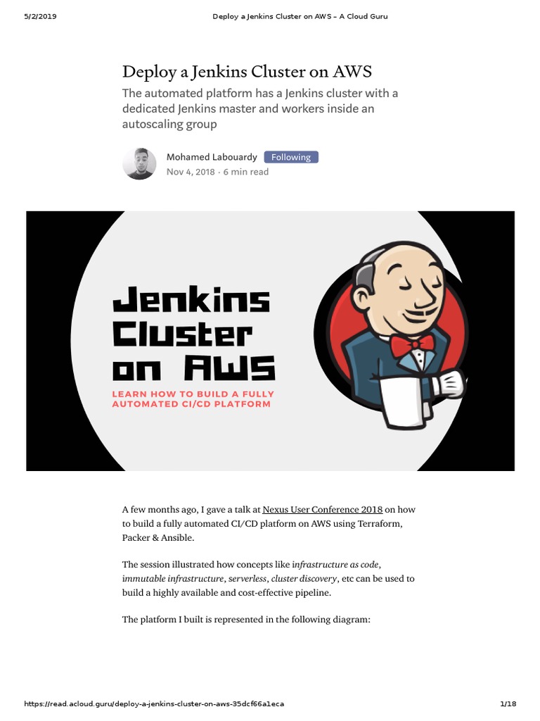 Deploy A Jenkins Cluster On AWS - A Cloud Guru PDF | PDF