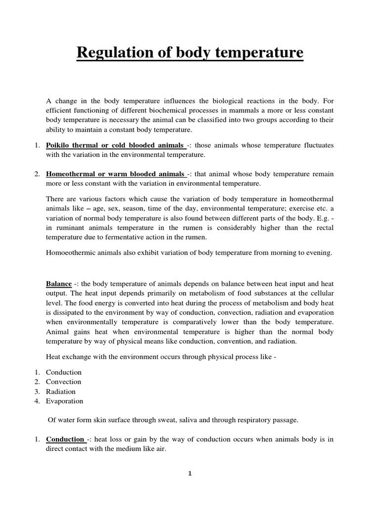 Regulation of Body Temperature | PDF