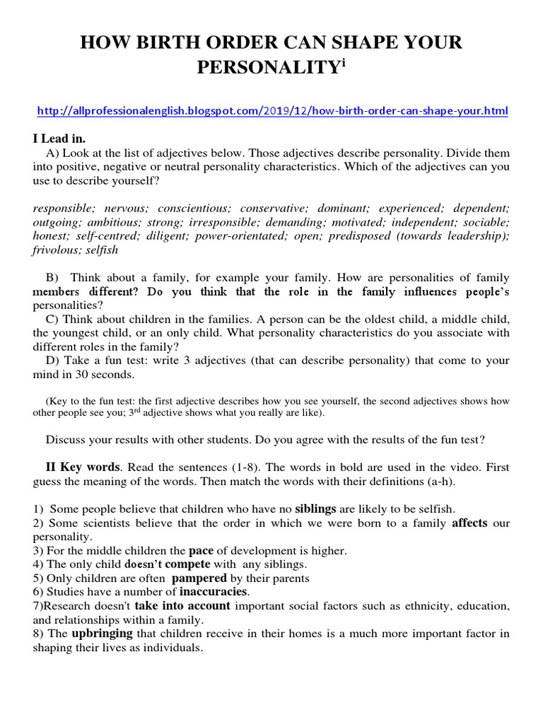How Birth Order Can Shape Your Personality | PDF | Self-Improvement ...