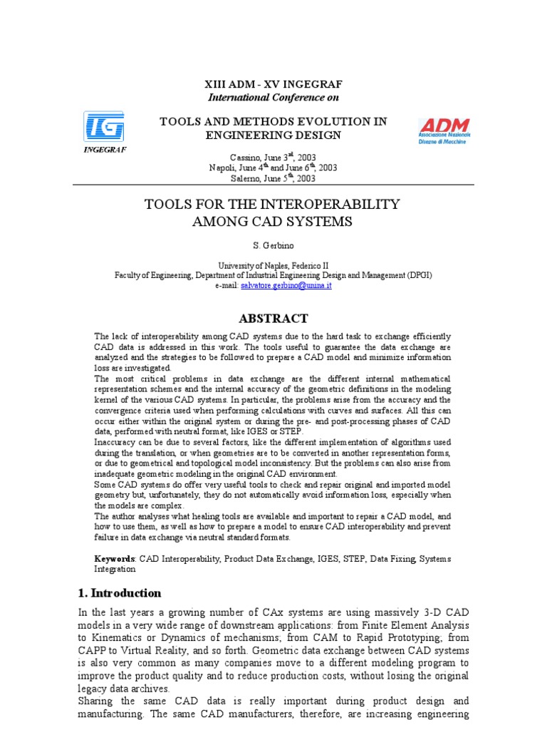 Tools For The Interoperability Among Cad Systems: Tools and Methods ...