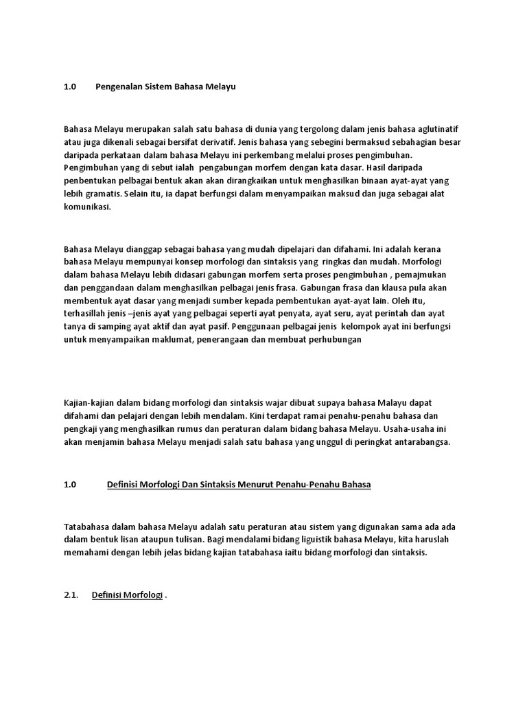 Morfologi Dan Sintaksis | PDF