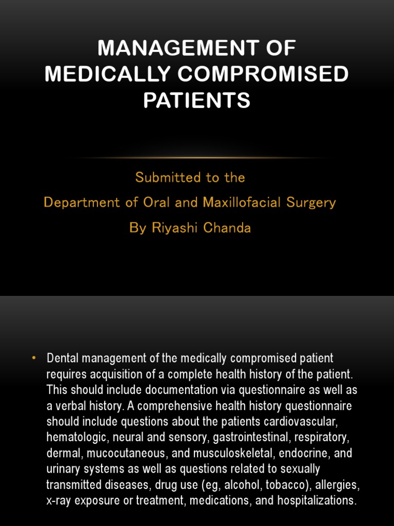 Management of Medically Compromised Patients | PDF