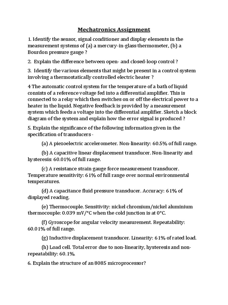 Mechatronics Assignment | PDF