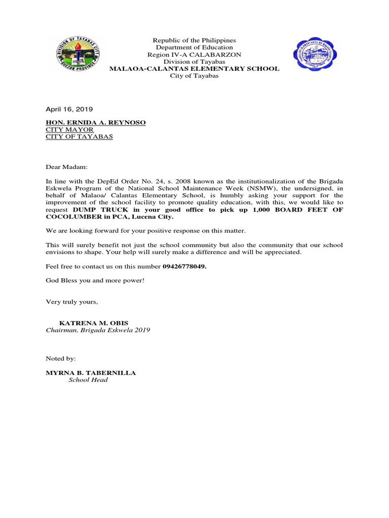 Request Letter For Mayor | PDF