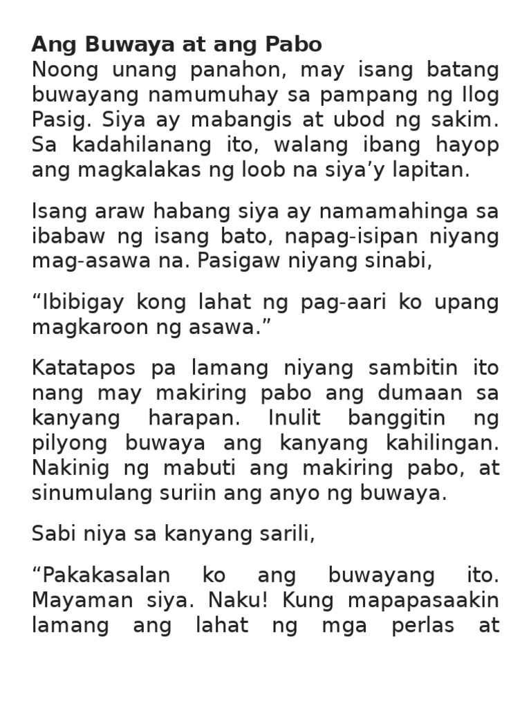 Ang Buwaya at Ang Pabo | PDF