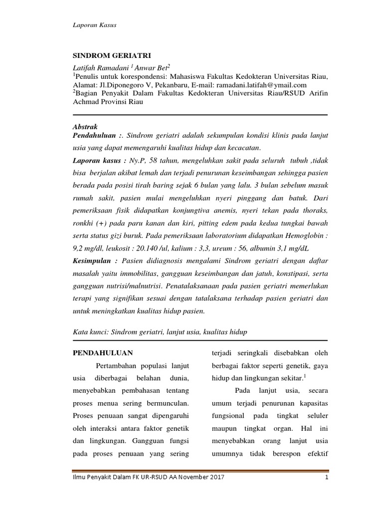 Case IPD - Sindrom Geriartri. Fix | PDF