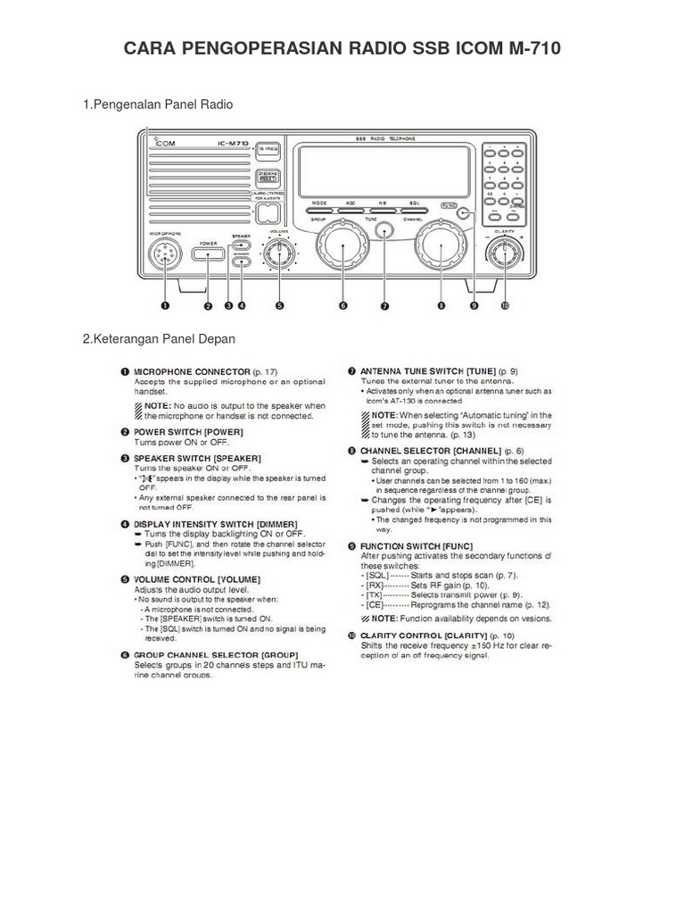 Cara Pengoperasian Radio SSB Icom M | PDF