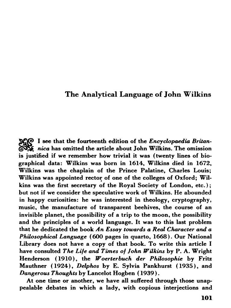 Borges - The Analytical Language of John Wilkins | PDF