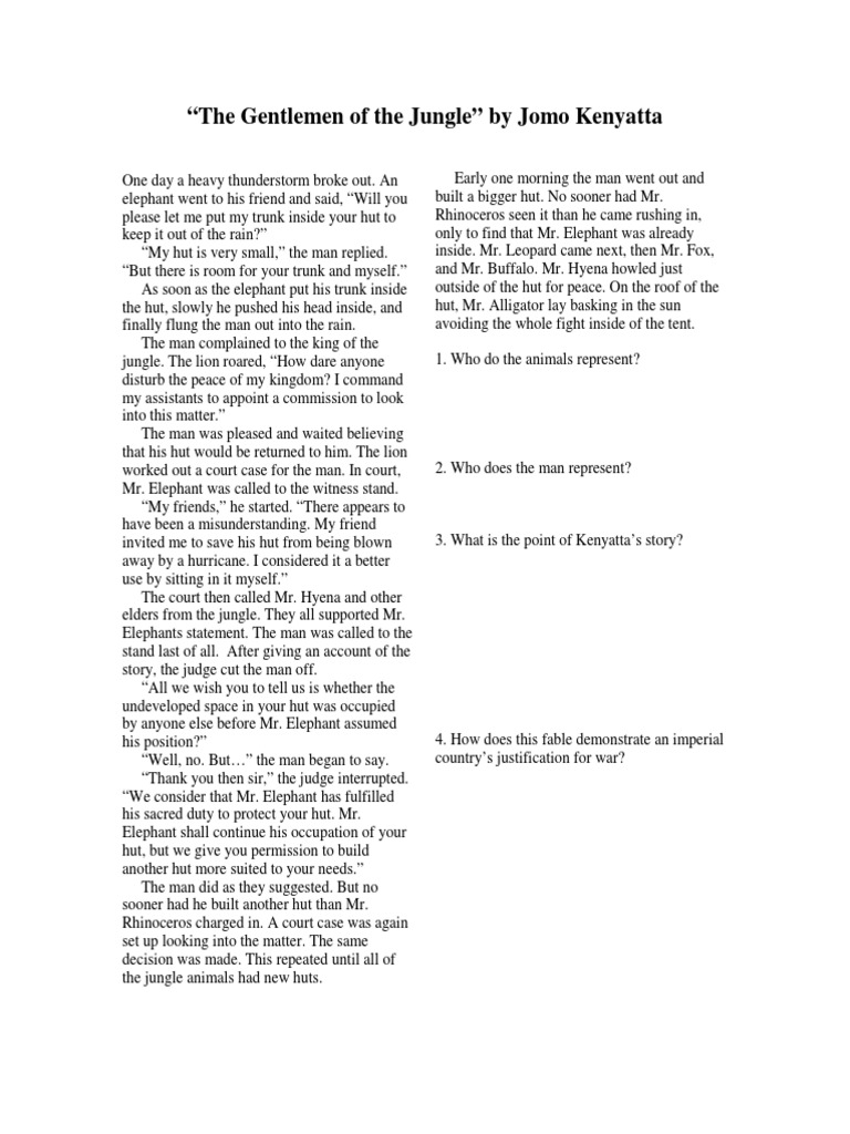 The Gentlemen of the Jungle Analysis | PDF