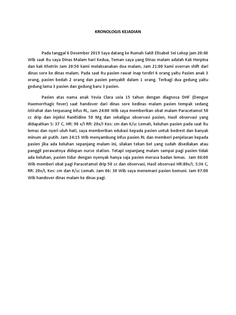 Contoh Kronologi Kejadian Medis | PDF | Sains & Matematika