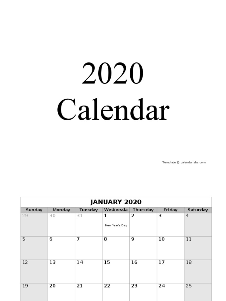 2020 Monthly Us Holidays Calendar | PDF